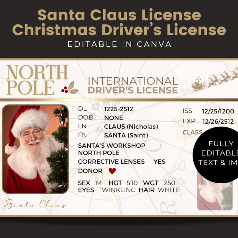 Printable Santa Driver's License - Etsy