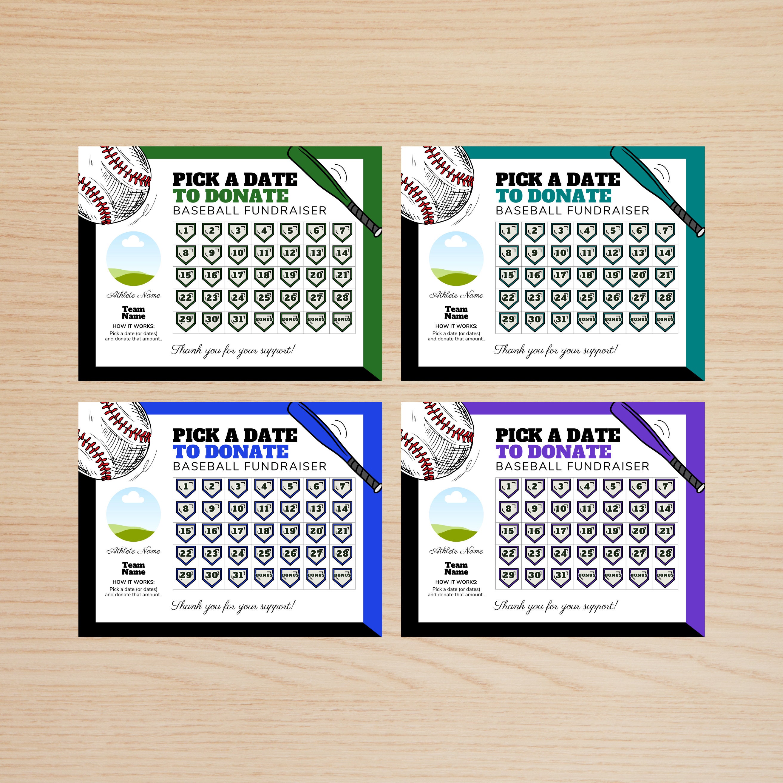 Editable Baseball Fundraiser Calendar Baseball Raffle - Etsy