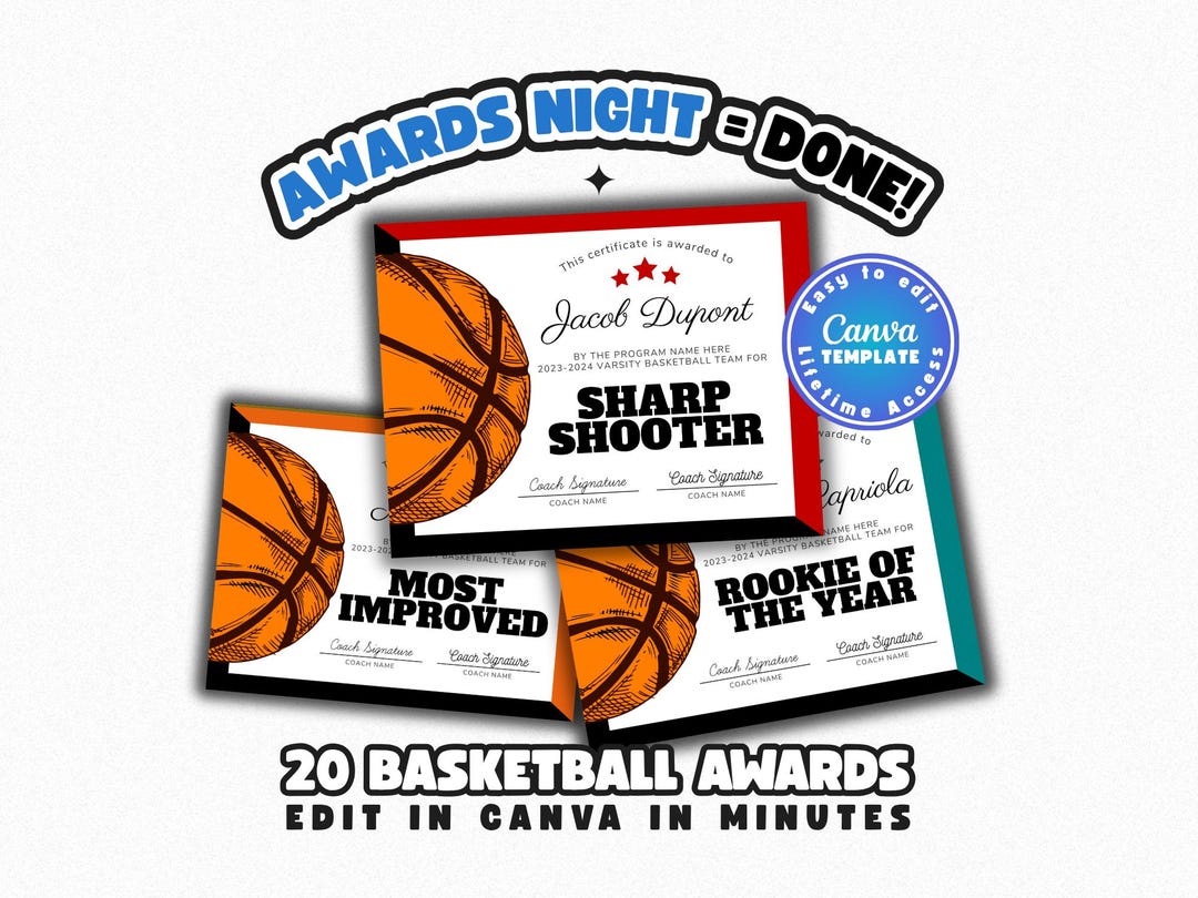 Editable Basketball Awards Template – Team Certificates, Fully ...