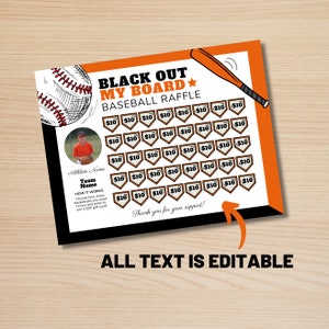 Editable Baseball Raffle Board Printable Fundraiser (canva Template) - Etsy
