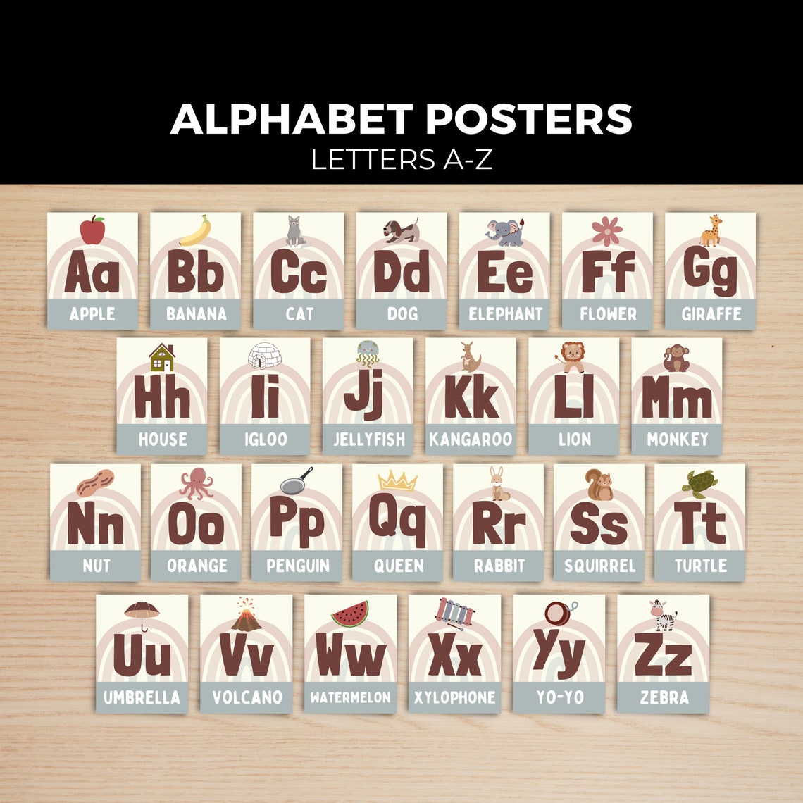 Boho Rainbow Alphabet Classroom Posters Editable Letter - Etsy