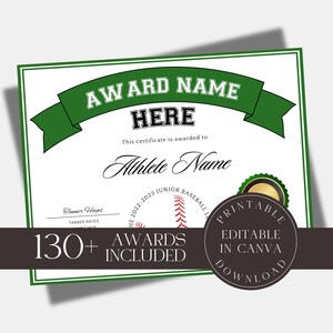 Personalized Baseball Award Certificates Custom Team Awards Baseball ...