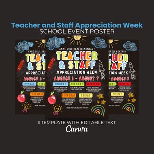 Editable Teacher Appreciation Week Itinerary Flyer, Teacher's Week ...
