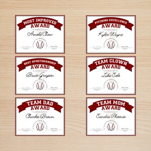 Editable Baseball Award Certificate Bundle, Editable Canva Template ...