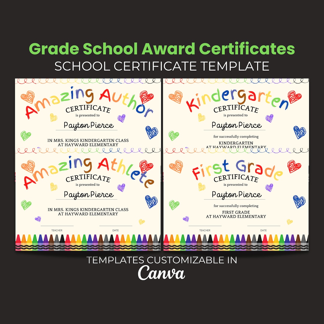 Editable Elementary Classroom Award Certificate, Template Bundle ...