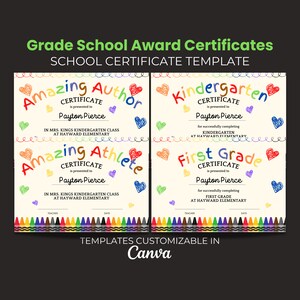 Editable Elementary Classroom Award Certificate, Template Bundle ...