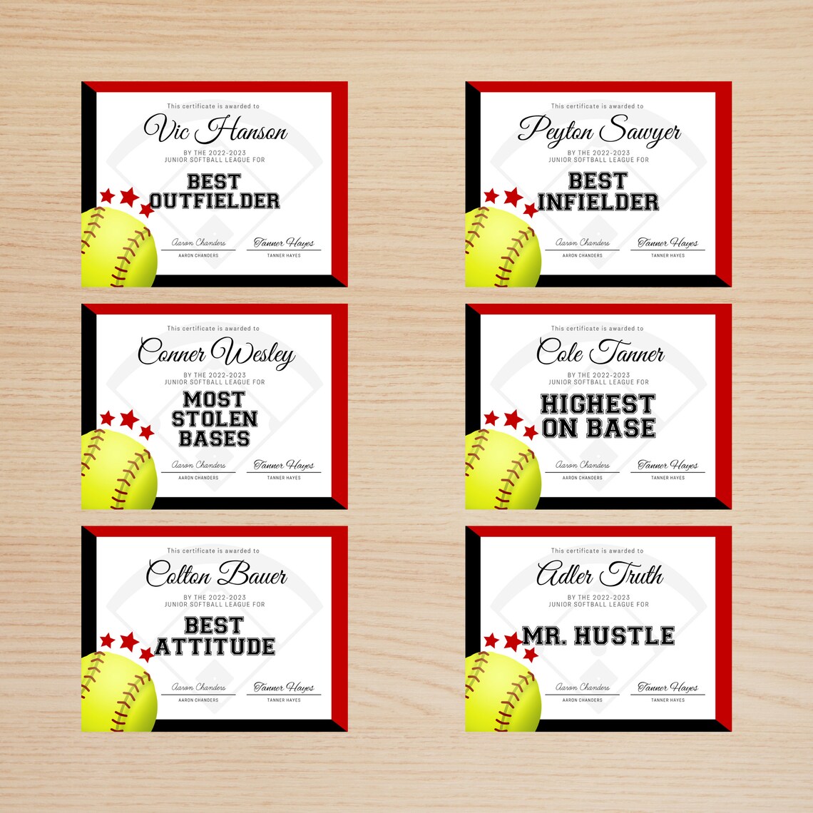Editable Softball Award Certificate Bundle Editable Canva - Etsy