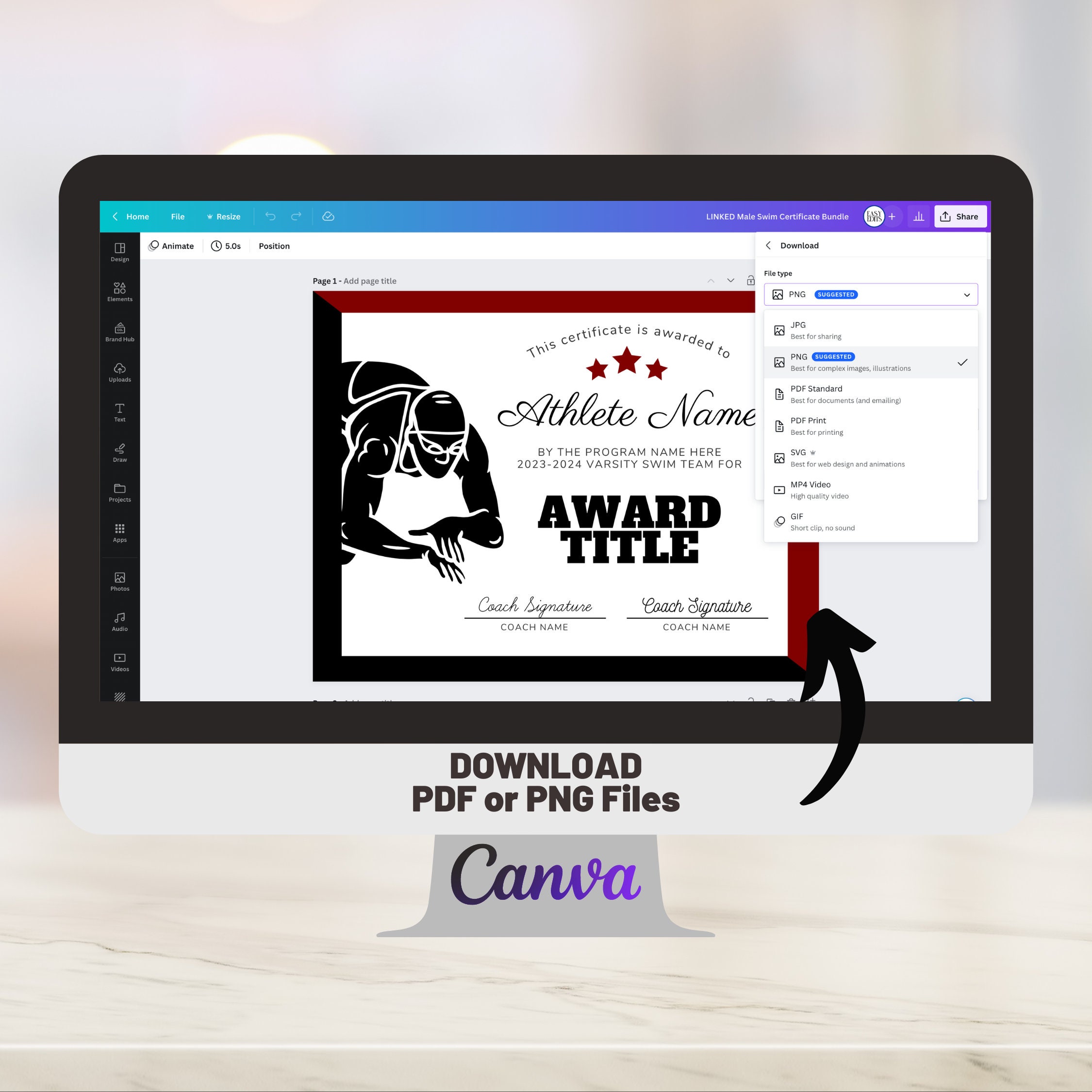 Swimming Awards Certificate Templates Editable Swim Team Certificates ...