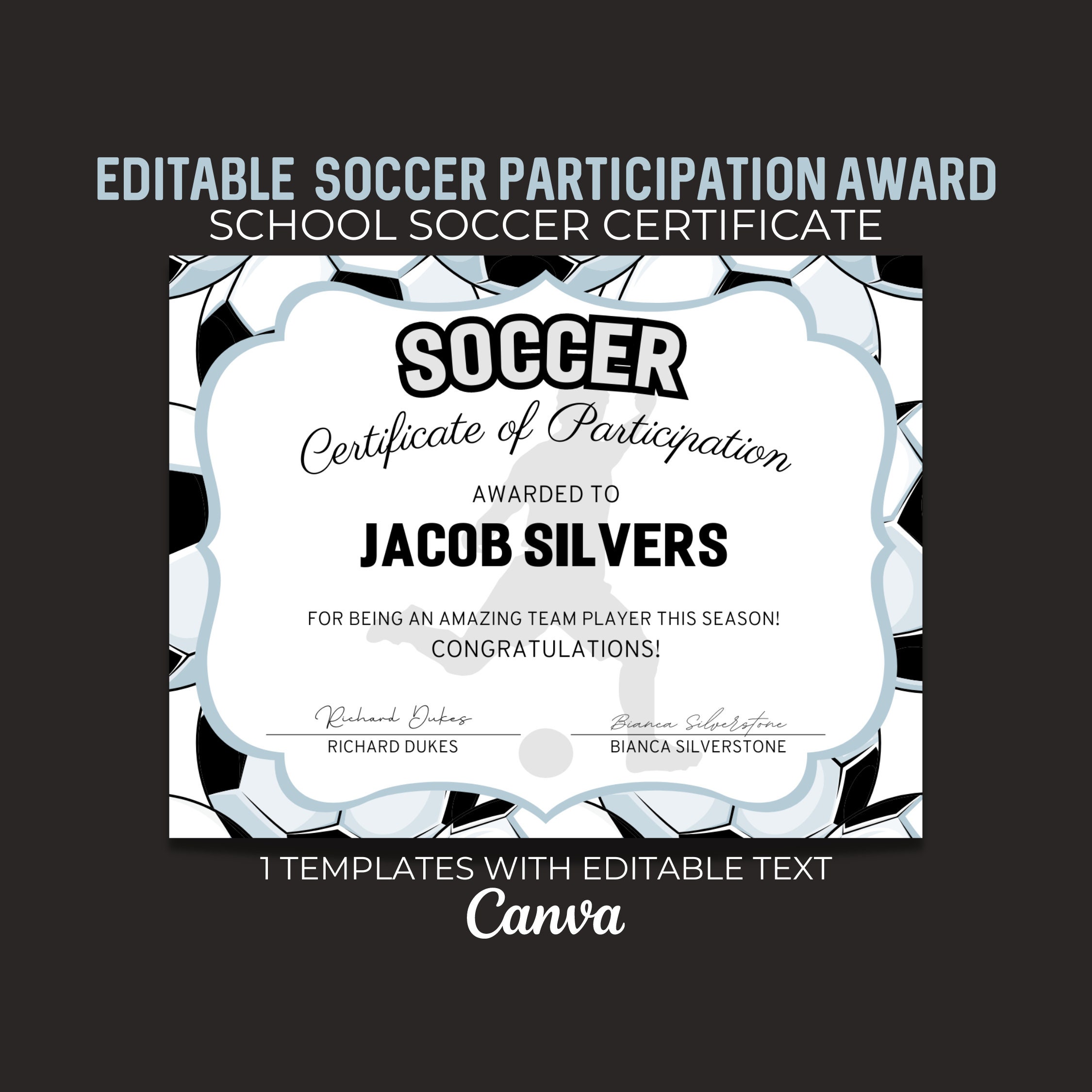 Editable Soccer Award Certificate Bundle Team Party Canva - Etsy