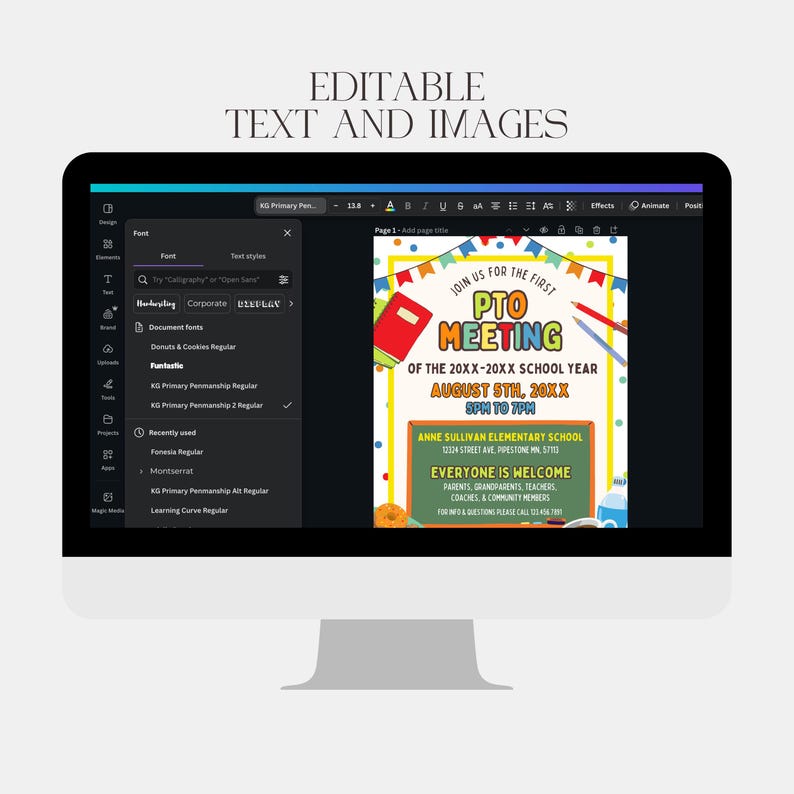 Editable PTA PTO Meeting Flyer Template Back to School Invitation ...