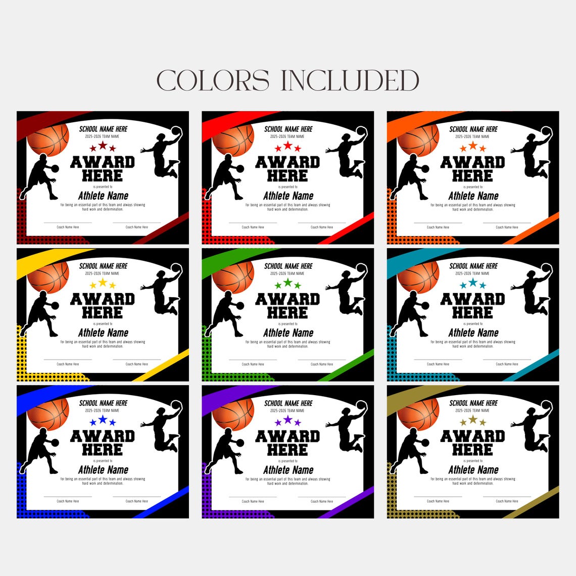 Editable Basketball Awards Template, Custom Bball Award Certificates ...