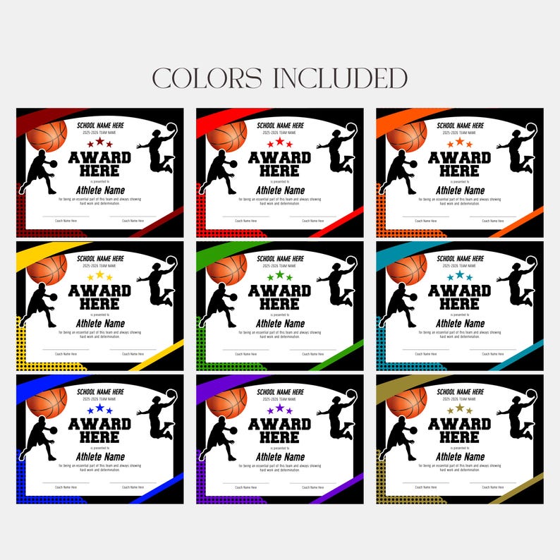 Editable Basketball Awards Template, Custom Bball Award Certificates ...