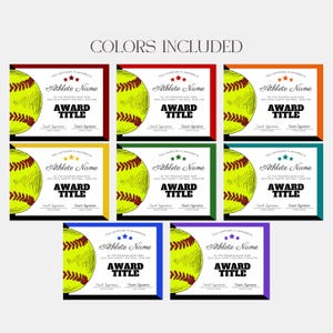 Editable Softball Awards Printable Softball Team Certificate Bundle ...
