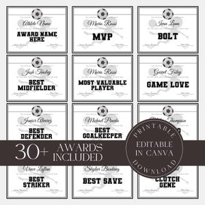 Editable Soccer Football Awards Template, Custom Soccer Award ...