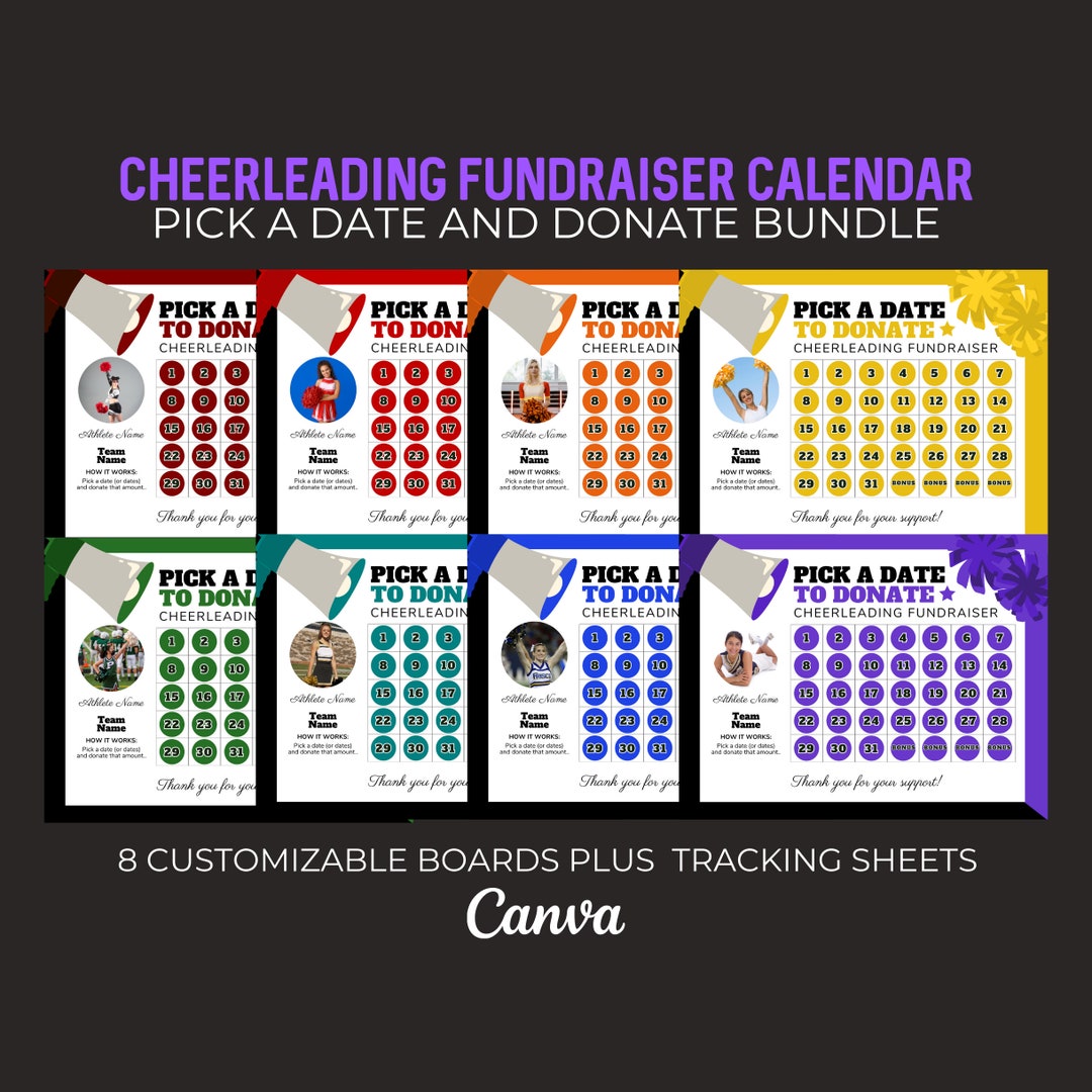 Editable Cheerleading Fundraiser Calendar Cheerleader Raffle - Etsy