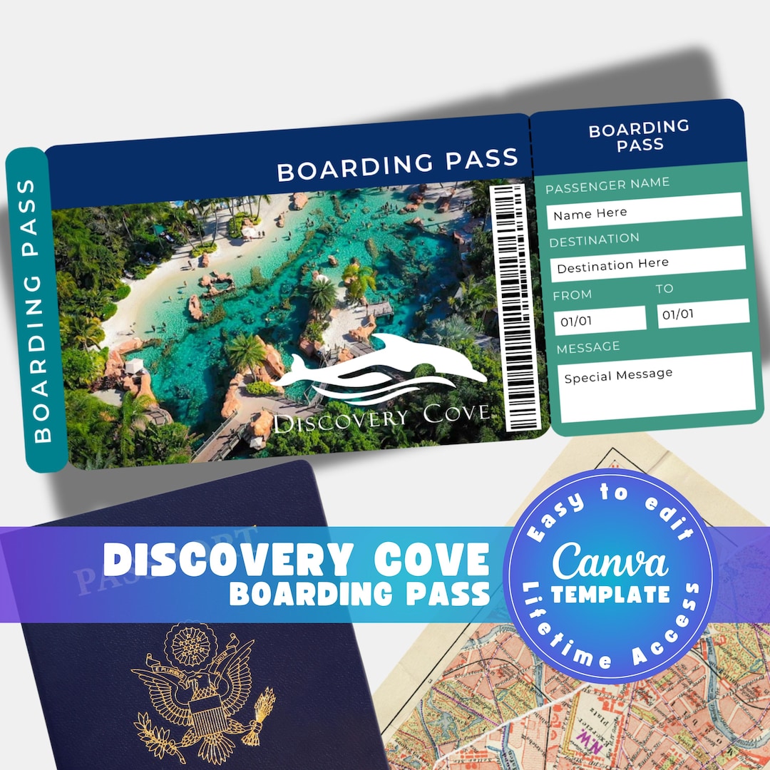 Editable Theme Park Boarding Pass Template Surprise Vacation Ticket ...
