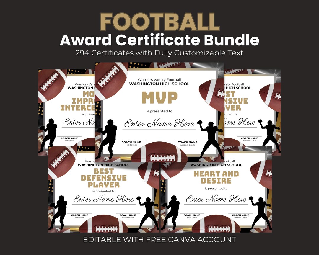 Editable Football Award Certificate, Football Award Ceremony ...