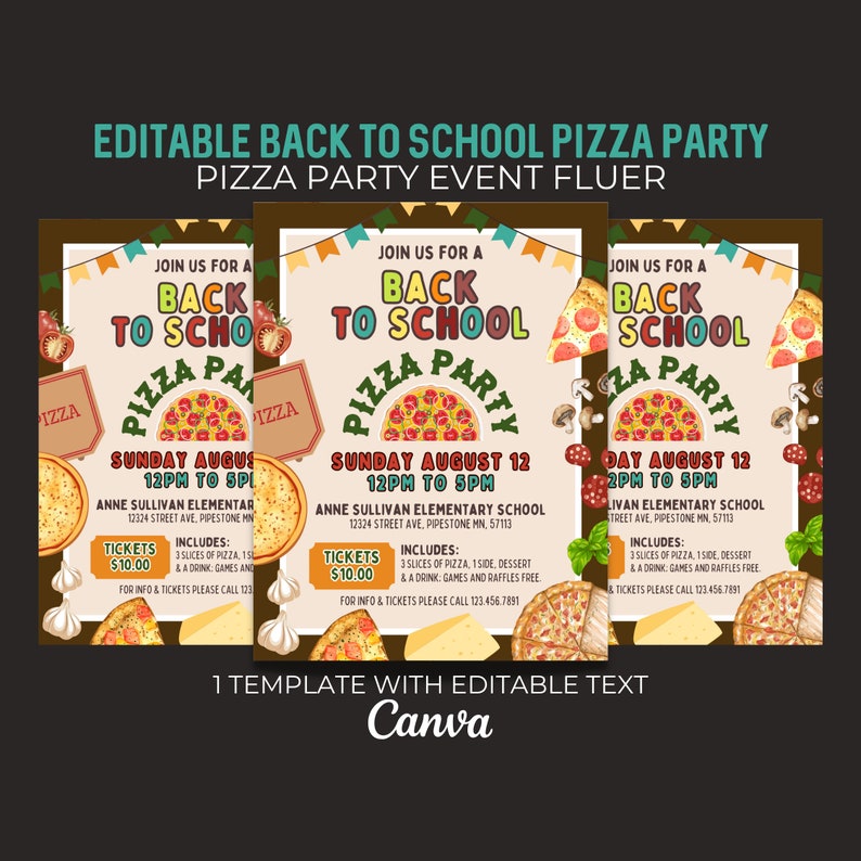 Editable Back to School Pizza Party Flyer Printable Back to - Etsy