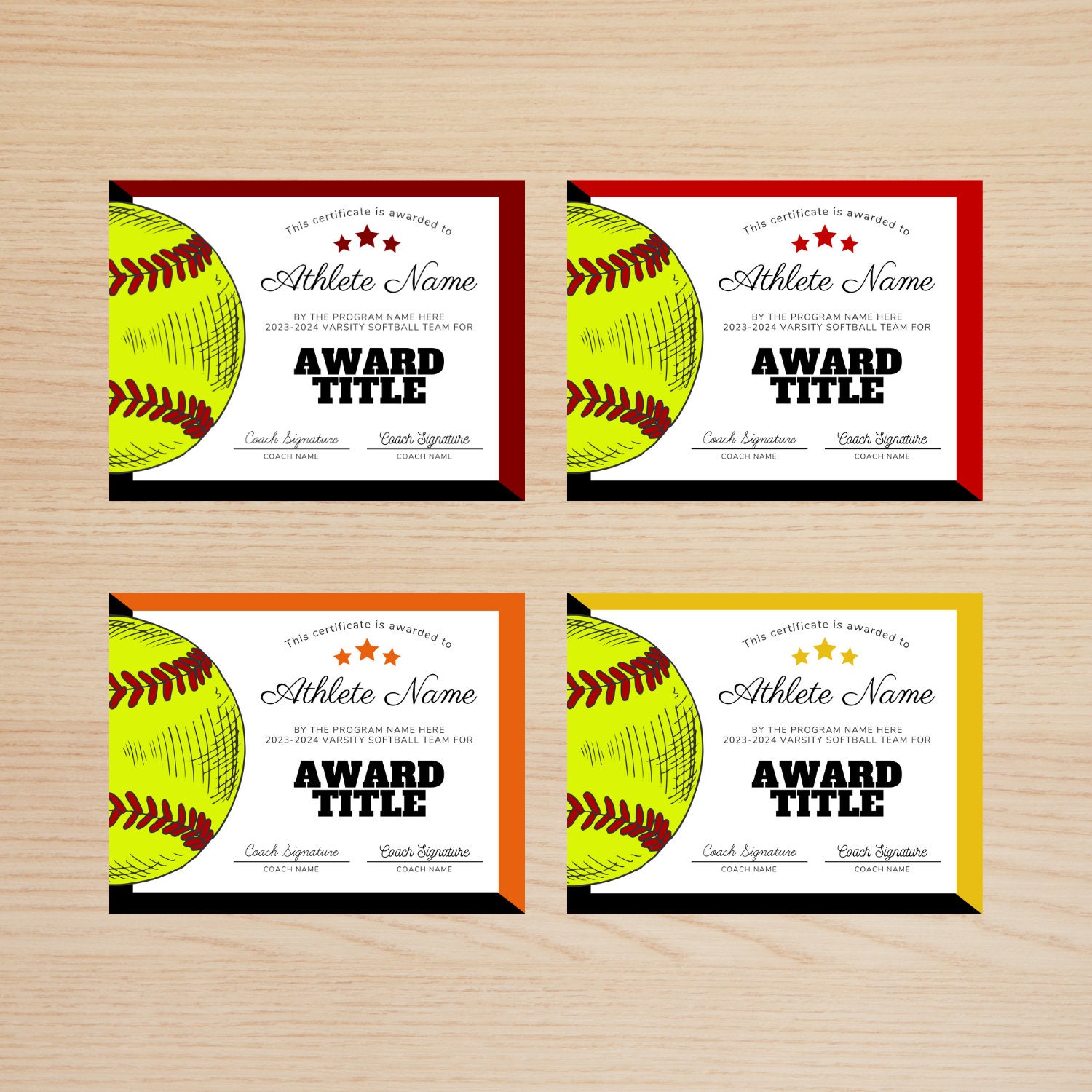 Editable Softball Award Certificate Bundle Editable Canva - Etsy UK