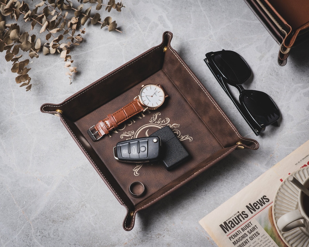 Personalized Leather Valet Tray, Custom Catchall Tray, Brother Gift ...