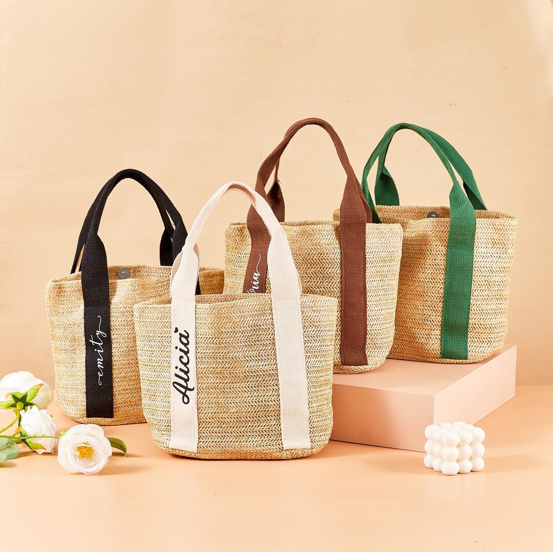 Custom Straw Tote Bag Personalized Straw Bag Beach Bag Bridesmaid Bags ...