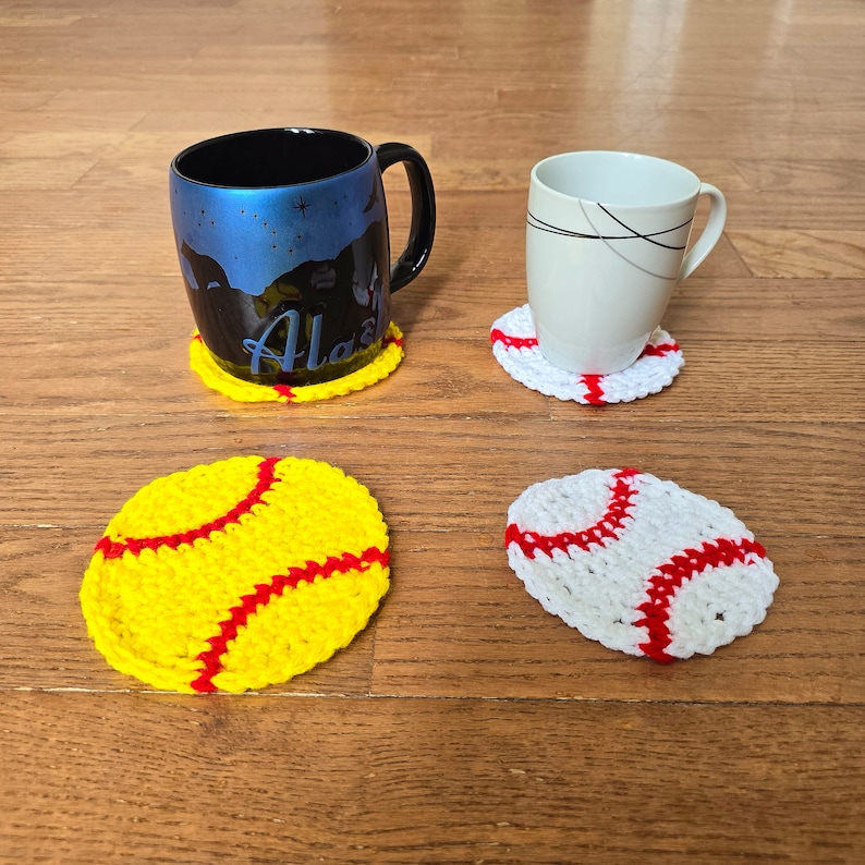 Baseball Softball Coaster Crochet Pattern (PDF Digital Download) - Etsy