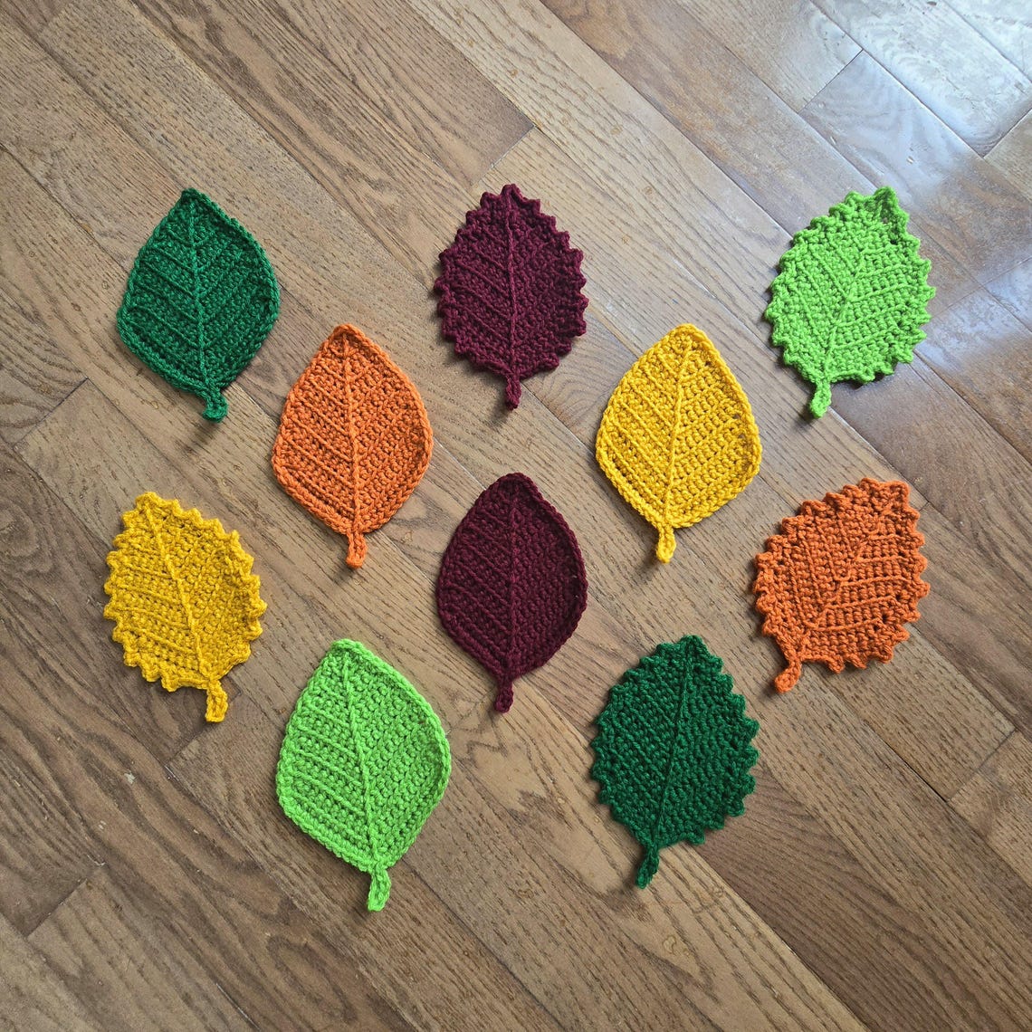 Fall Leaf Crochet Coaster Patterns: Ridged & Rounded Leaf (PDF Pattern ...