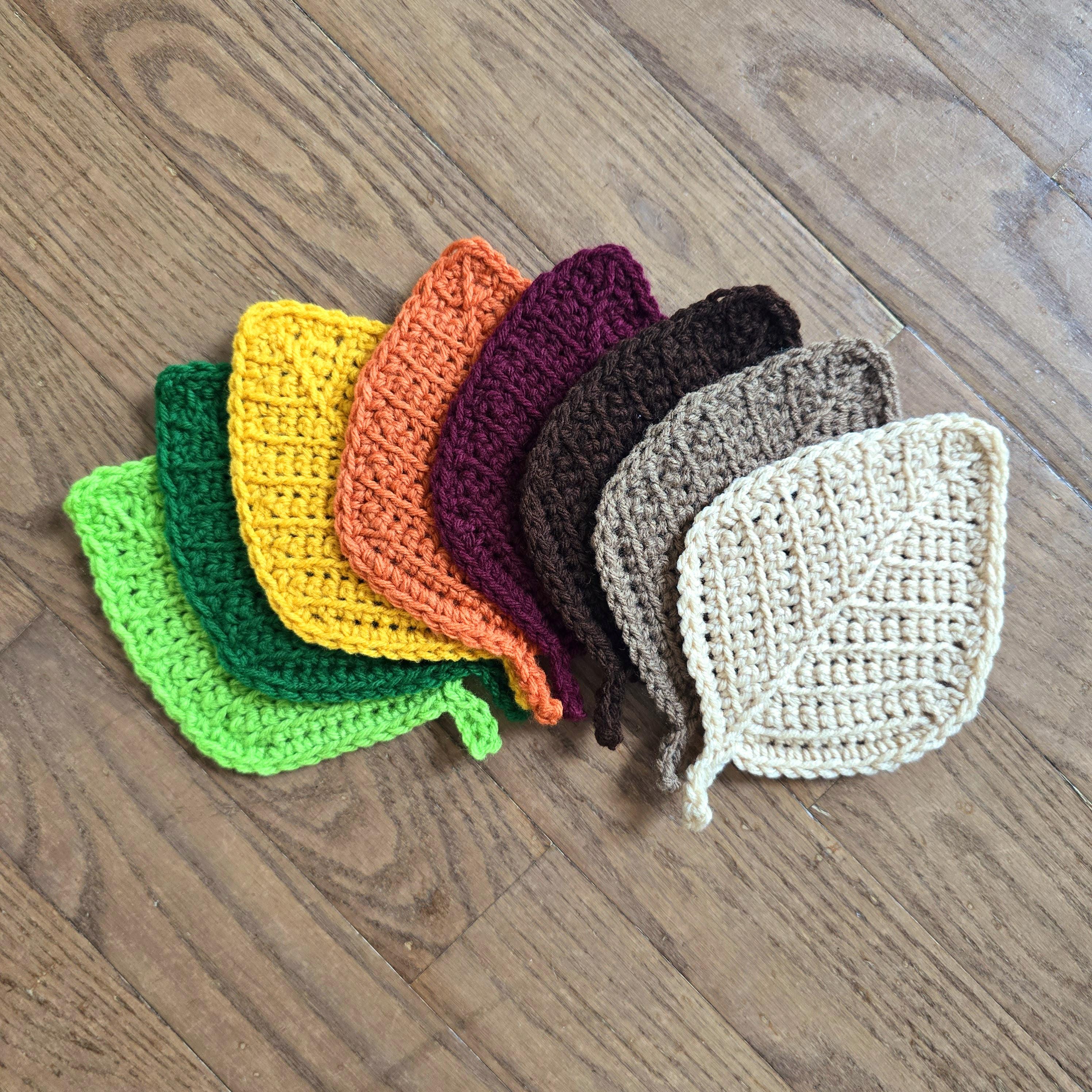 Fall Leaf Crochet Coaster Patterns: Ridged & Rounded Leaf (PDF Pattern ...