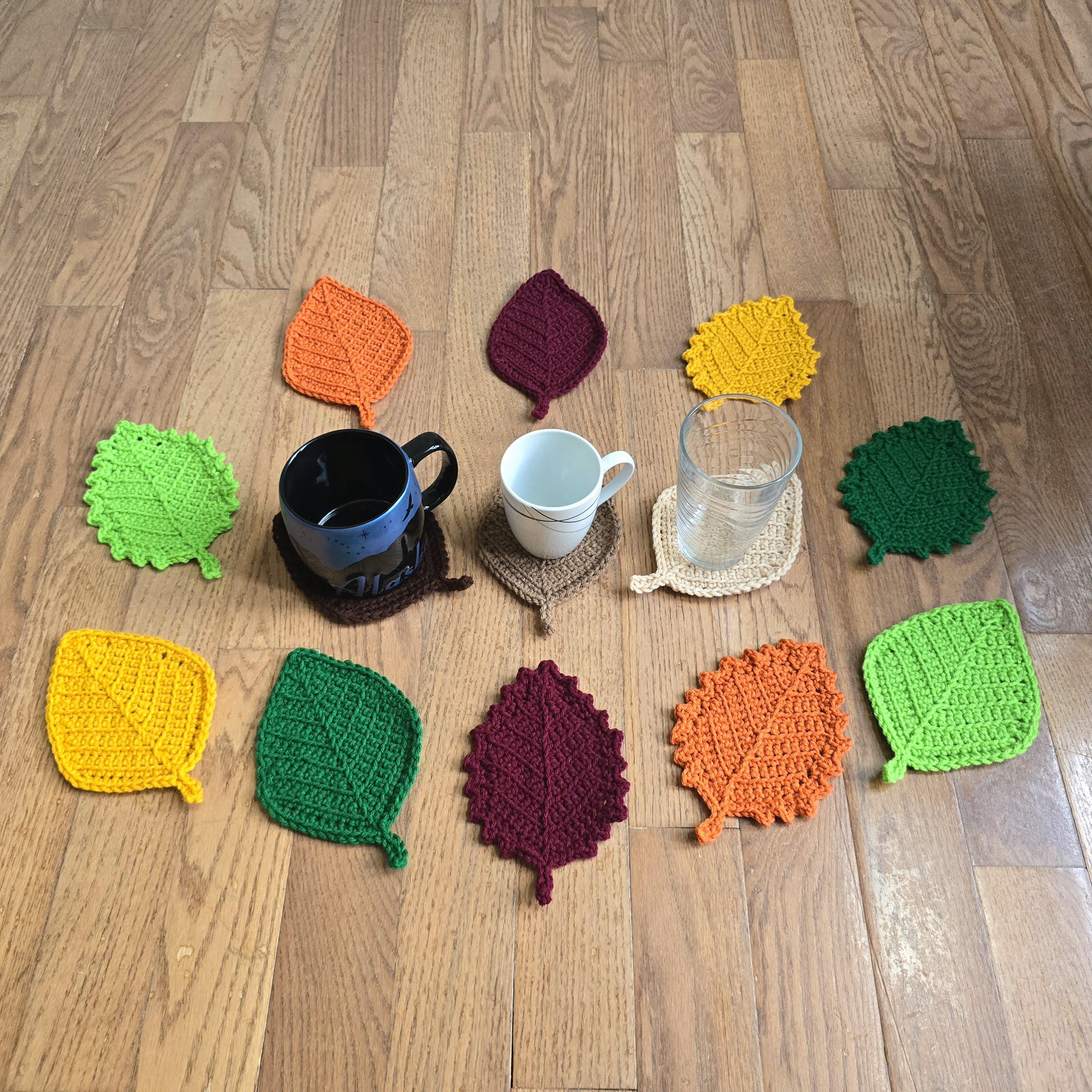 Fall Leaf Crochet Coaster Patterns: Ridged & Rounded Leaf (PDF Pattern ...