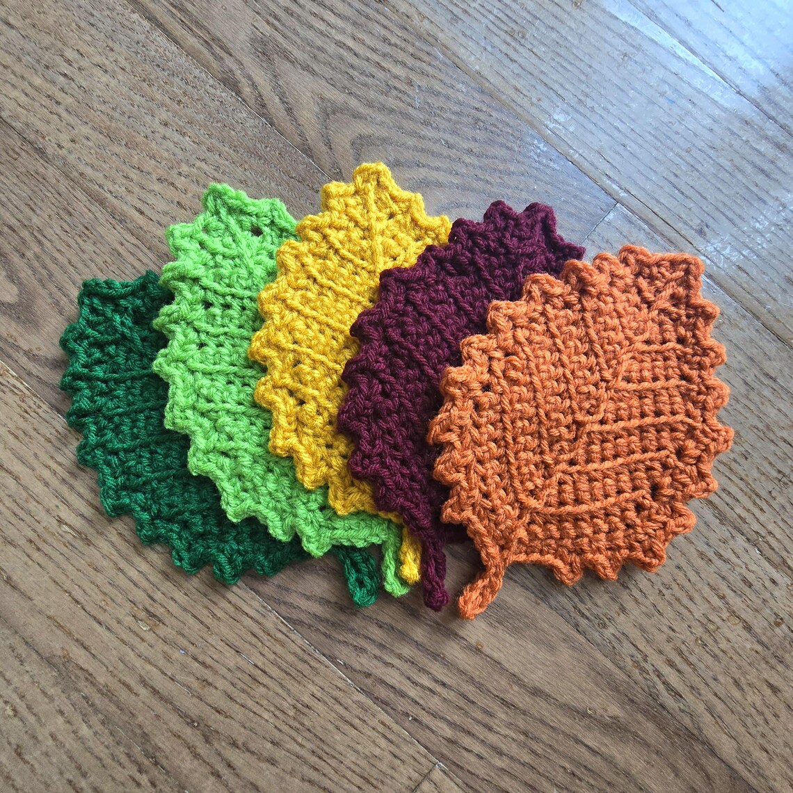 Fall Leaf Crochet Coaster Patterns: Ridged & Rounded Leaf (PDF Pattern ...