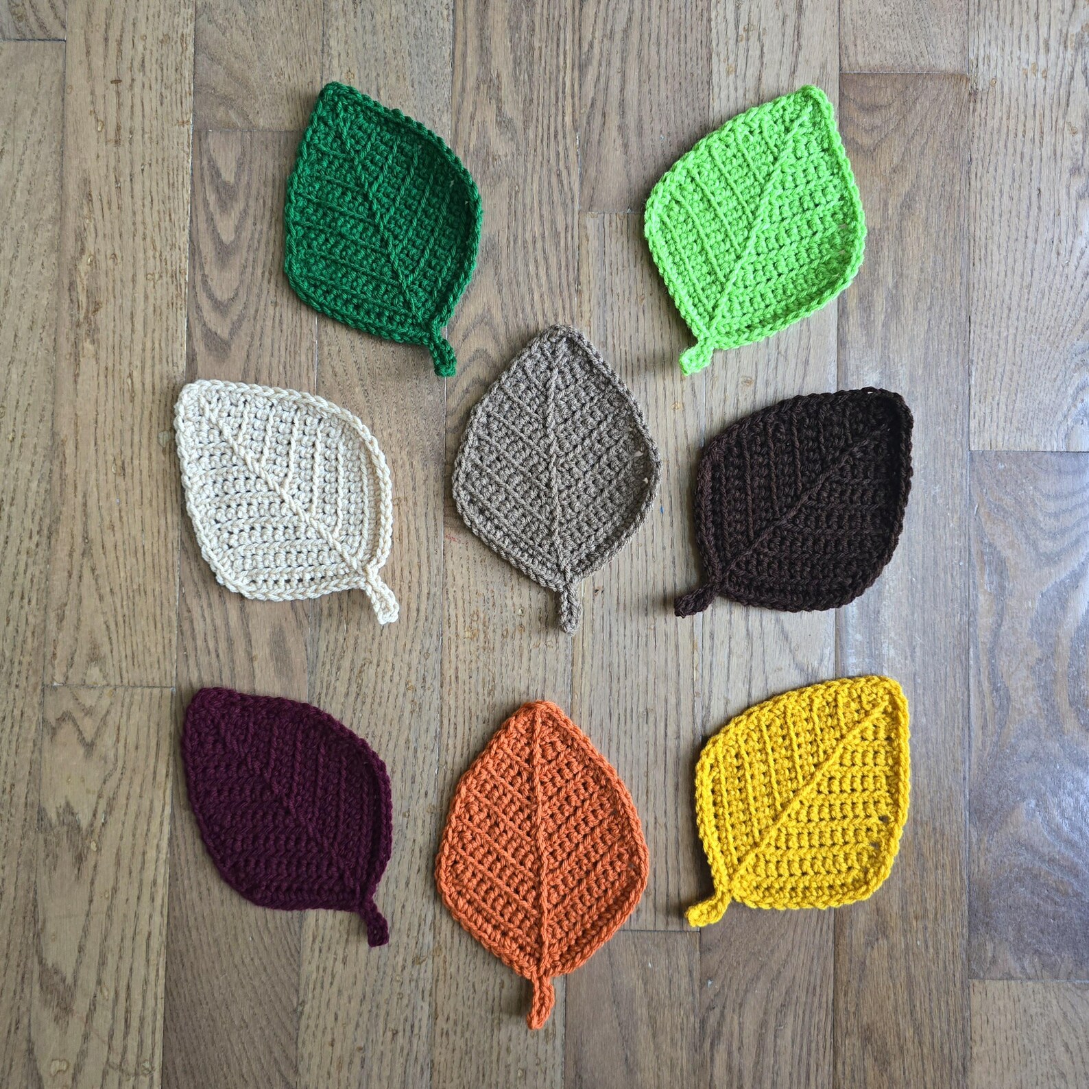 Fall Leaf Crochet Coaster Patterns: Ridged & Rounded Leaf (PDF Pattern ...