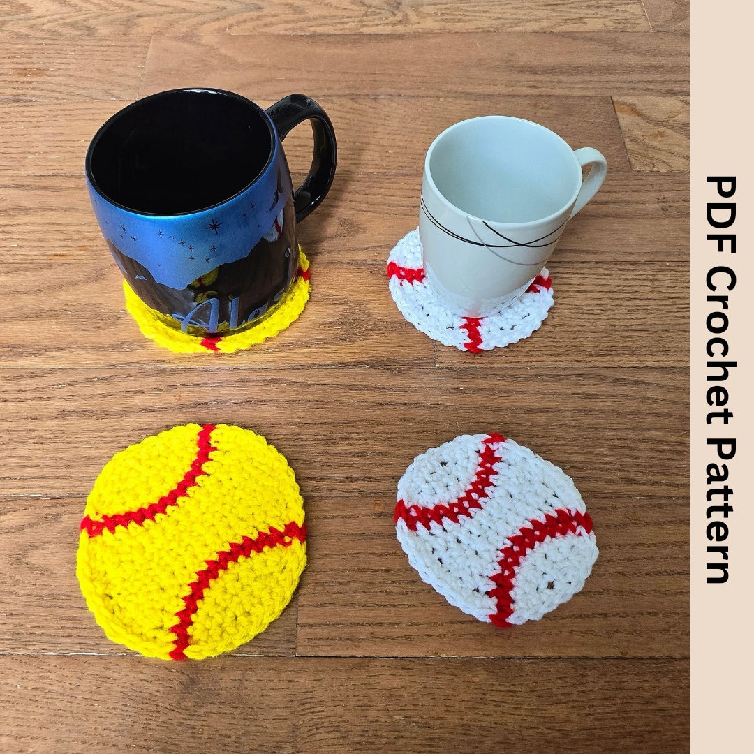 Baseball Coaster Crochet Pattern, Softball Coaster Crochet Pattern ...