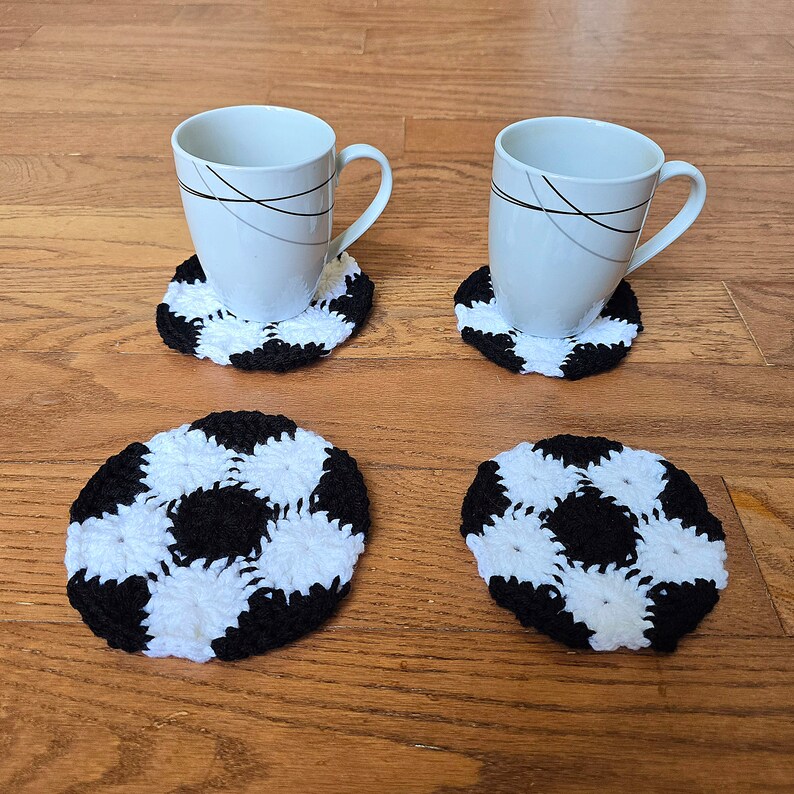 Soccer Ball Coaster Crochet Pattern: Sports Decor Applique (PDF Digital ...