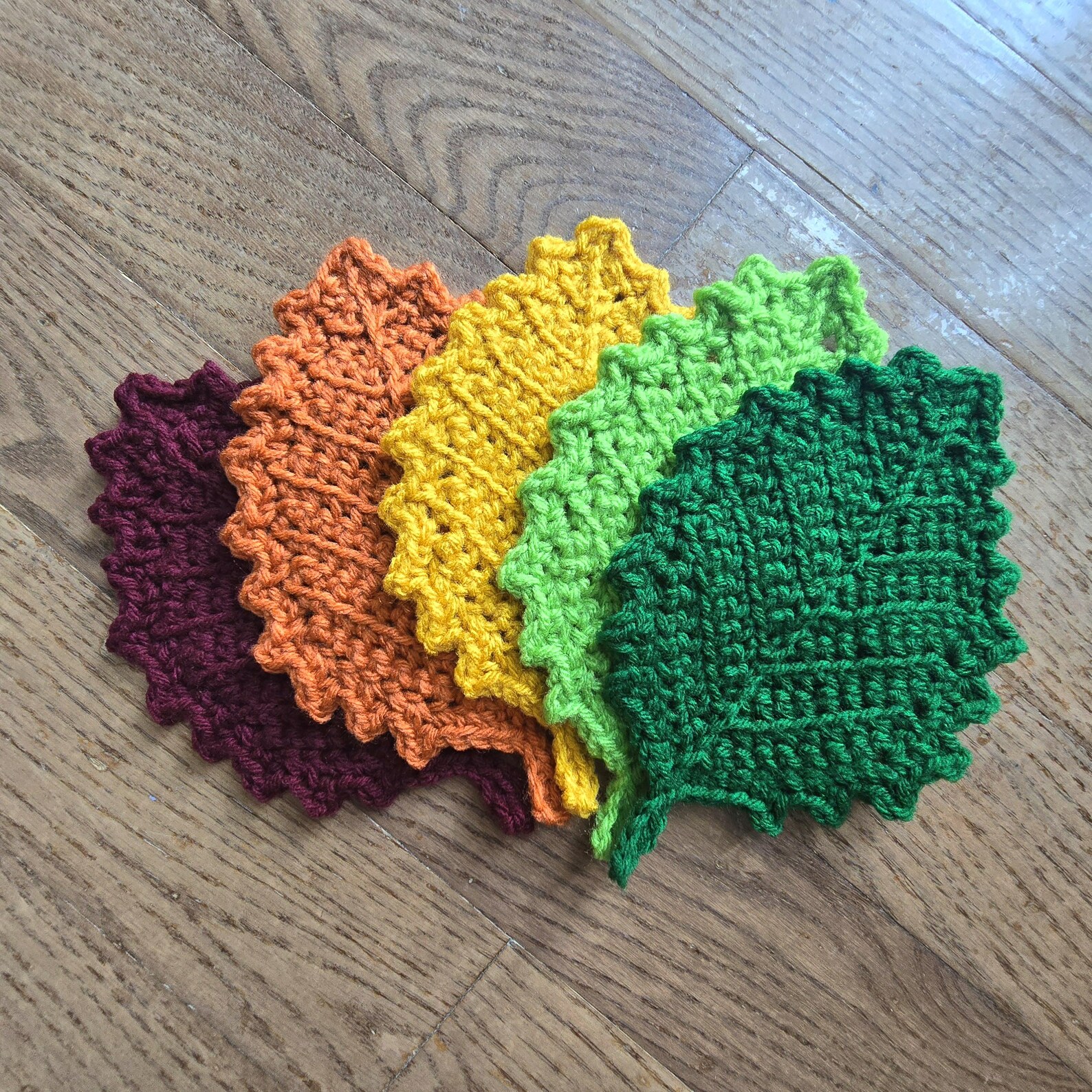 Fall Leaf Crochet Coaster Patterns: Ridged & Rounded Leaf (PDF Pattern ...
