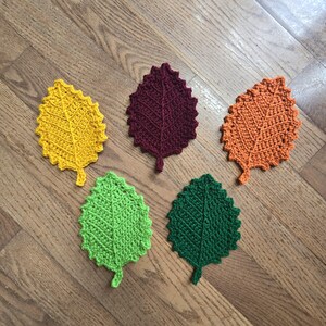 Fall Leaf Crochet Coaster Patterns: Ridged & Rounded Leaf (PDF Pattern ...