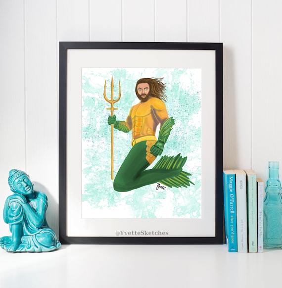 Aquaman Merman Watercolor Watercolor Mermaid Art Print - Etsy