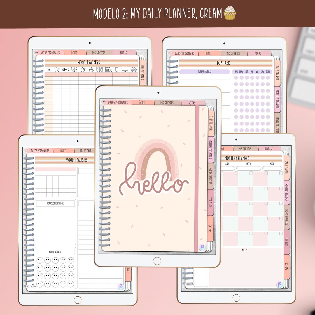My daily Planner CREAM | digital planner | student planner | mood ...