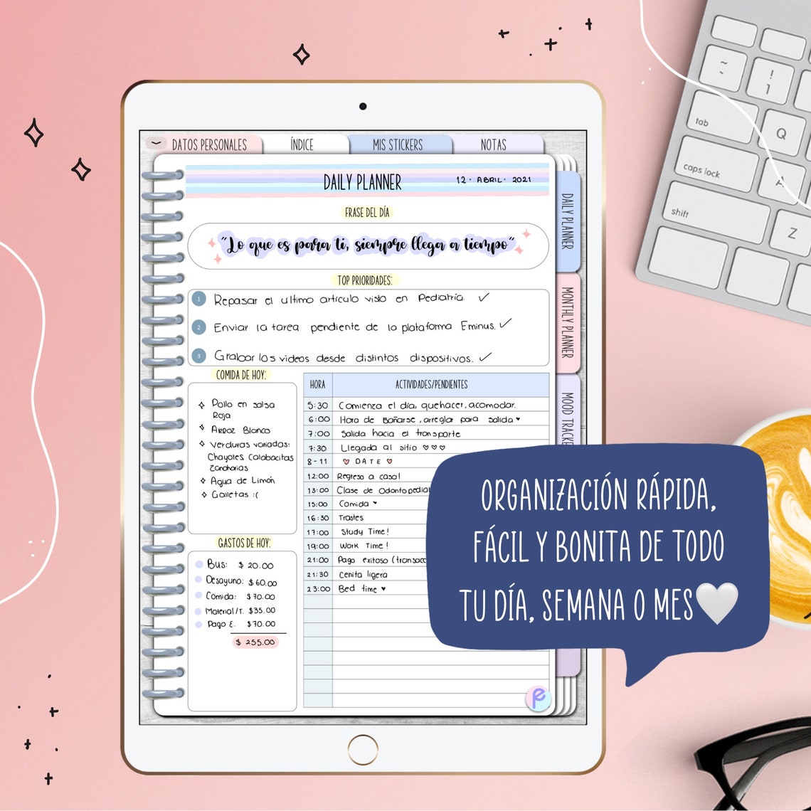 My daily Planner CREAM digital planner student planner - Etsy España