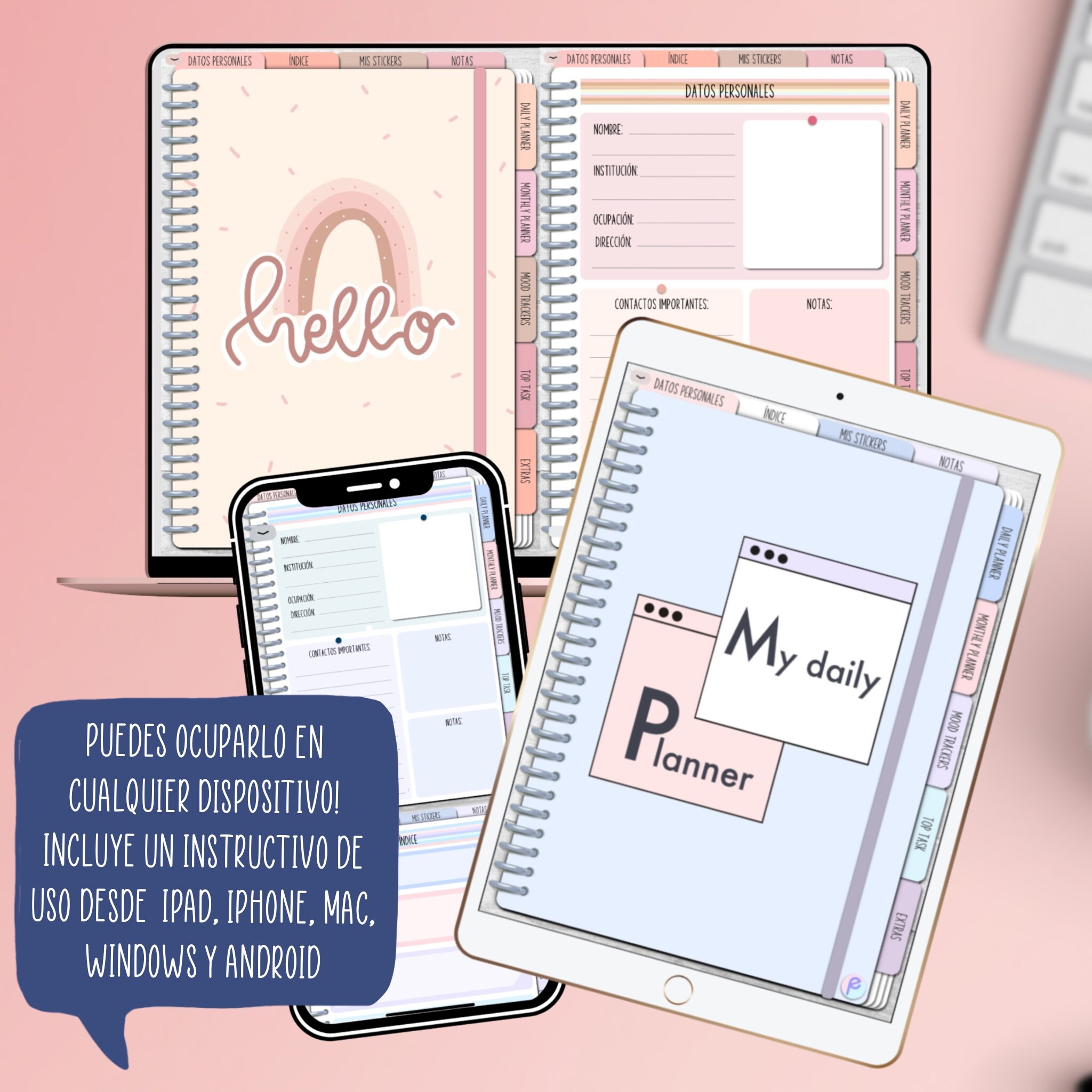 My daily Planner CREAM digital planner student planner - Etsy España