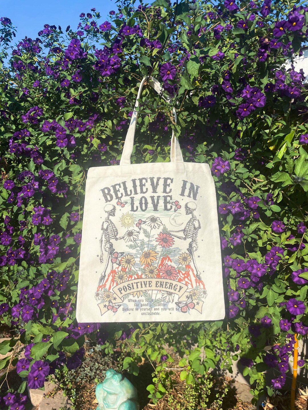 Believe in Love Bag, Positive Energy Tote Bag, Cute Happy Quotes ...