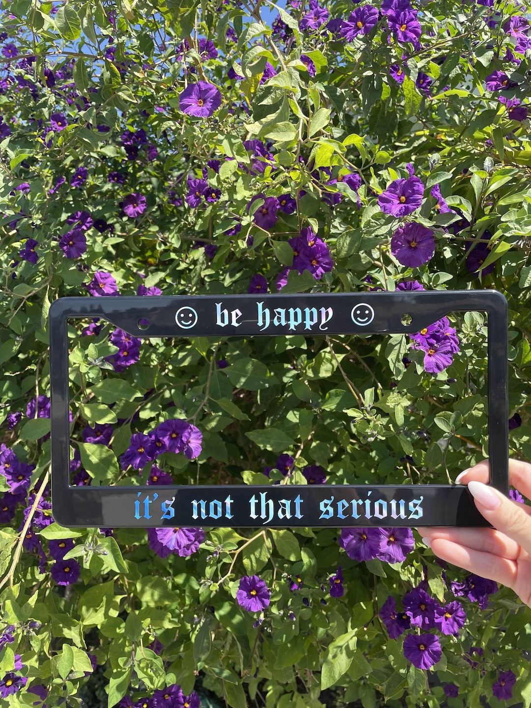 Be Happy License Plate Frame, Cute Car Accessories, Kawaii Blue Car ...