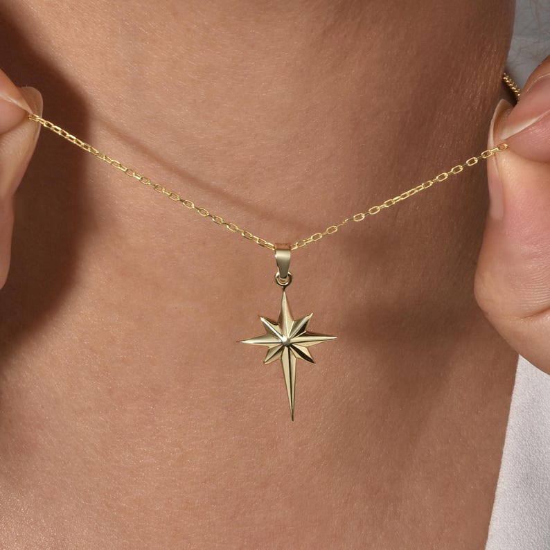 North Star Necklace Sterling Silver Bethlehem Star Pendant - Etsy