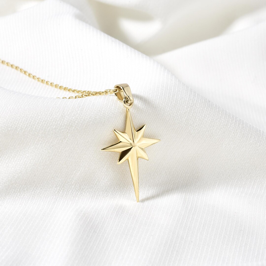 14K Gold Bethlehem Star Necklace, Elegant Christmas Star Pendant ...