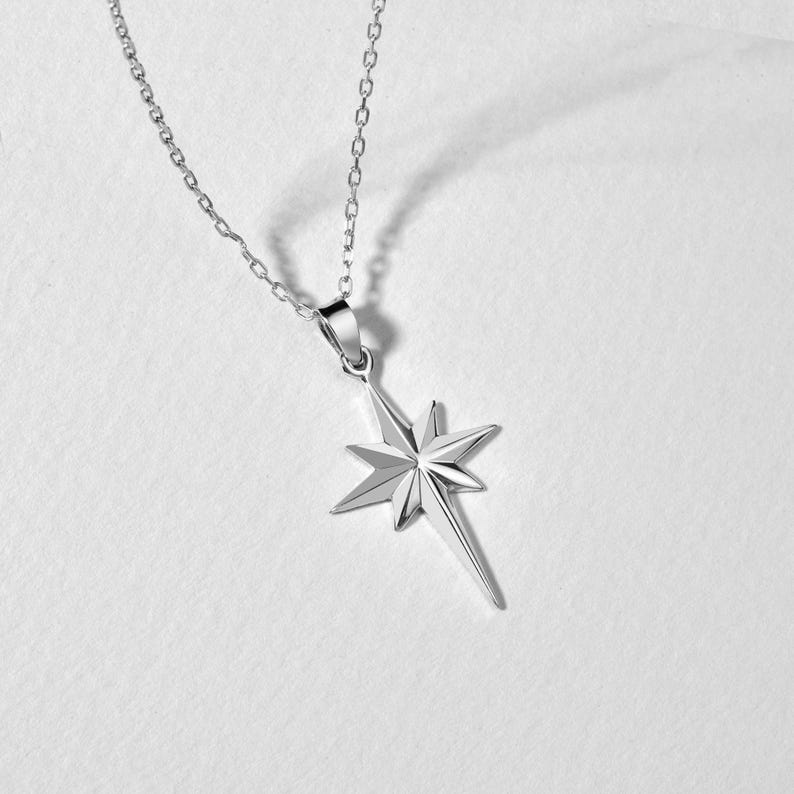 North Star Necklace Sterling Silver Bethlehem Star Pendant - Etsy