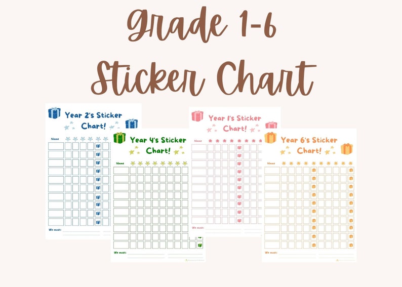 Grade 1-6 Sticker Chart | ENGLISH VERSION - Etsy