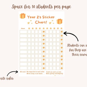 Grade 1-6 Sticker Chart | ENGLISH VERSION - Etsy