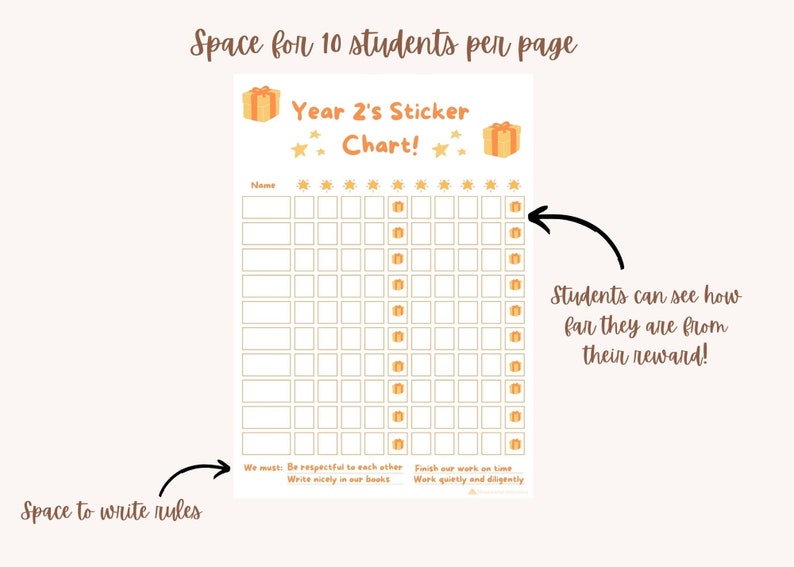Grade 1-6 Sticker Chart | ENGLISH VERSION - Etsy