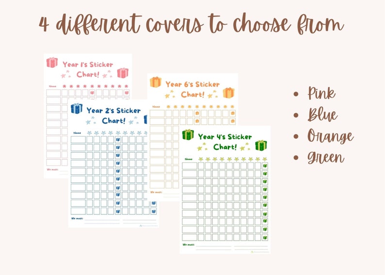 Grade 1-6 Sticker Chart | ENGLISH VERSION - Etsy