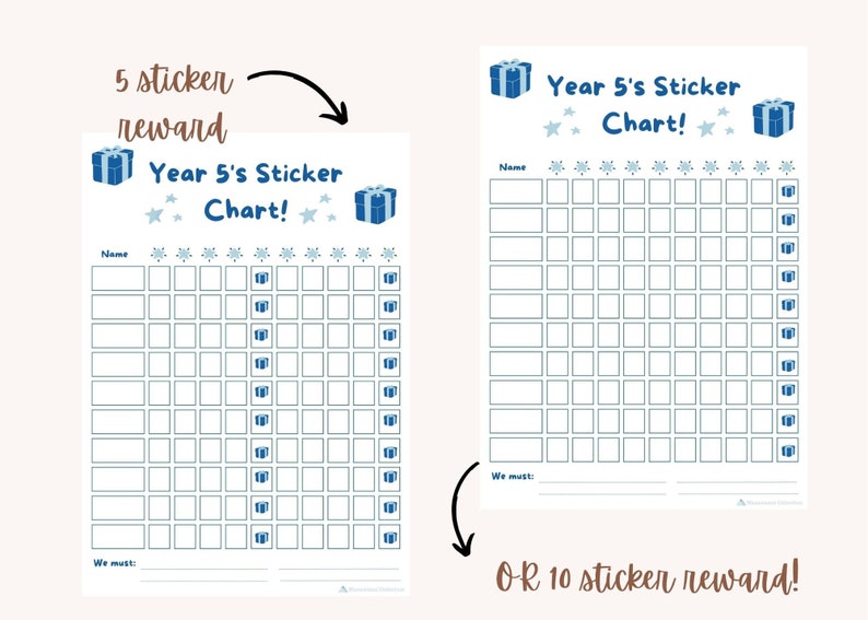 Grade 1-6 Sticker Chart | ENGLISH VERSION - Etsy