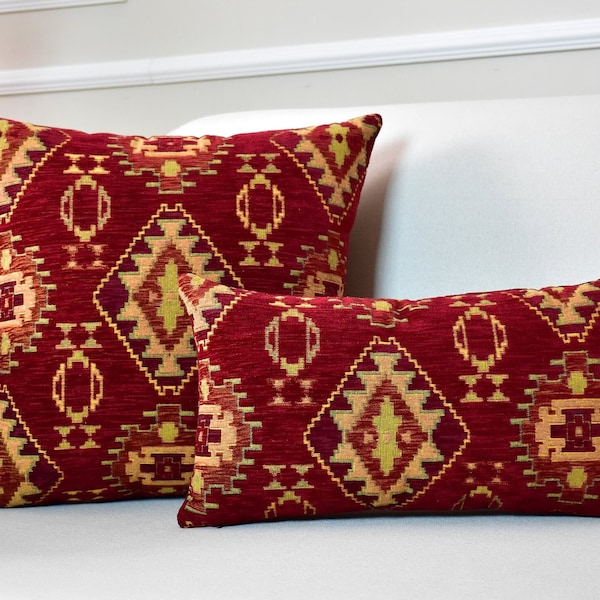Red Geometric Pillow - Etsy